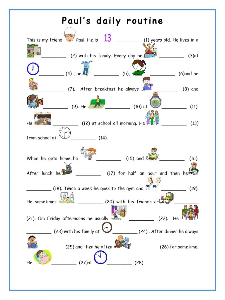 Pauls Daily Routine Reading Comprehension Exercises - 125673 | PDF