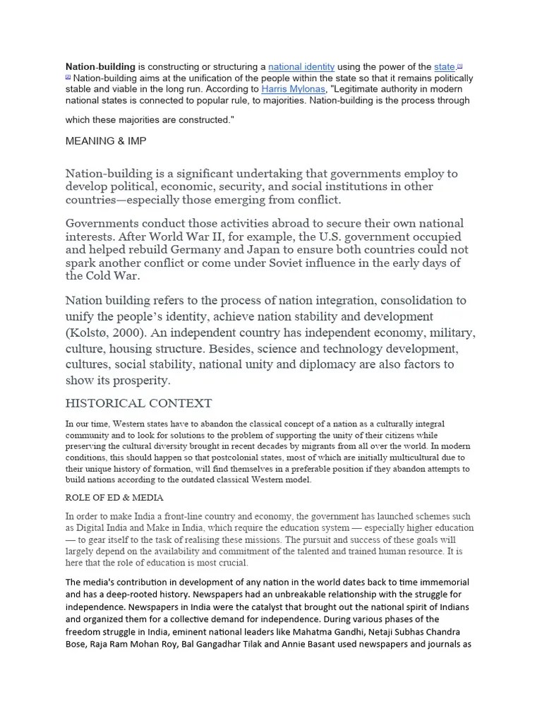 Nation Building Pdf