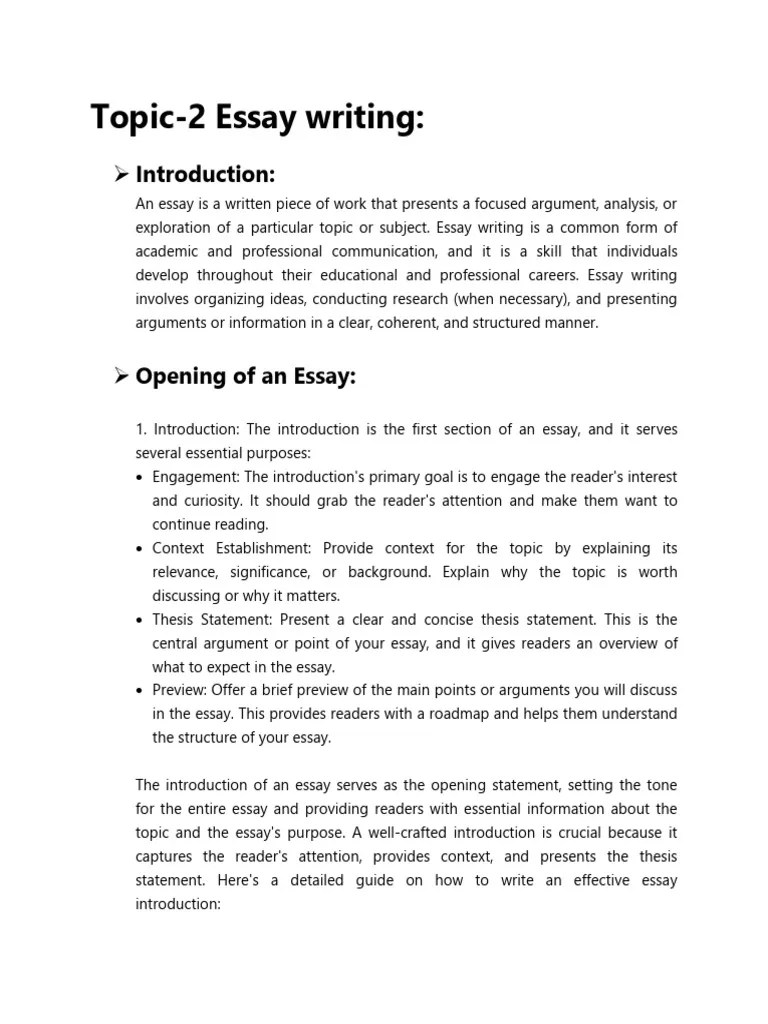 Topic 2 Essay Writing Pdf Essays Citation