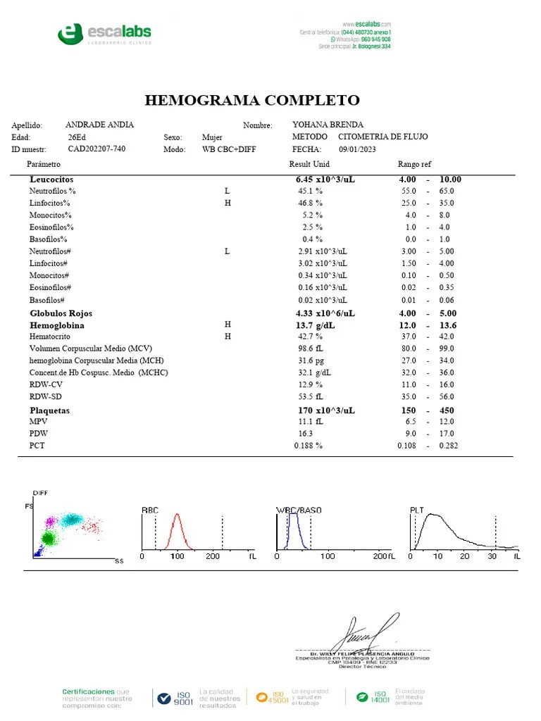 Hemograma Completo Y Factor Yohana Andrade Pdf Fluidos Corporales