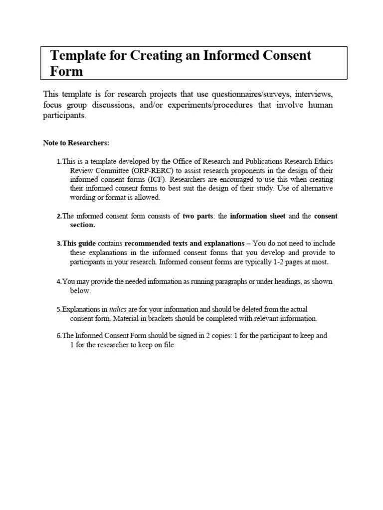 Template For Informed Consent Pdf Informed Consent Focus Group