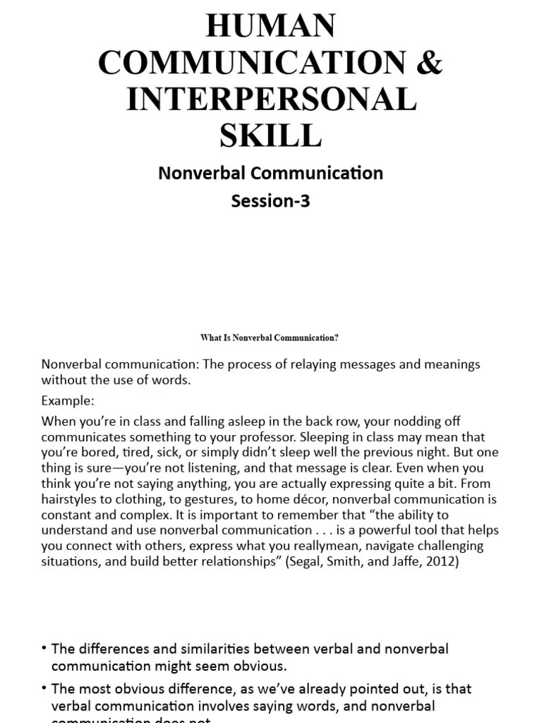 Session 3 Nonverbal Communication Pdf Nonverbal Communication