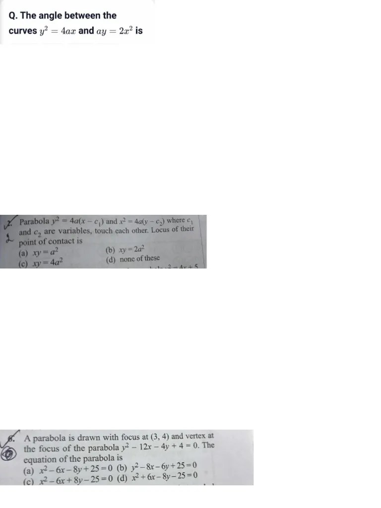Parabola Revision Worksheet Pdf