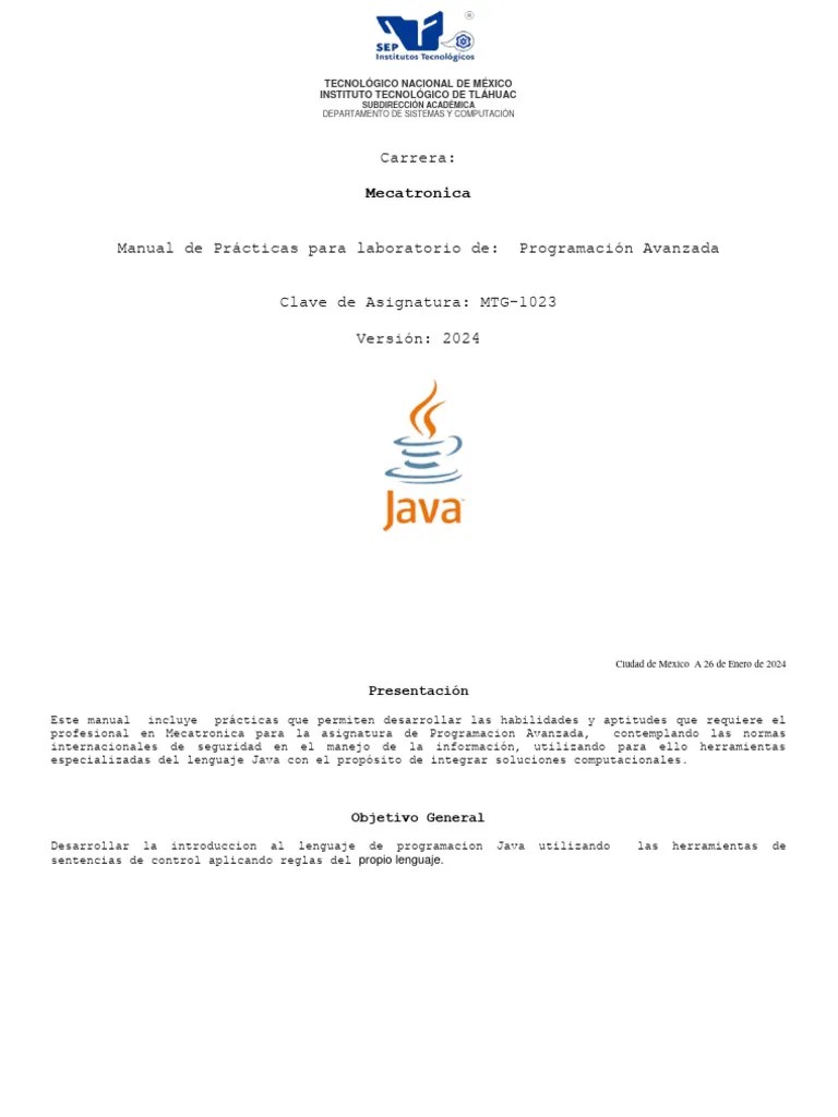 Manual De Programacion En Java Pdf Lenguaje De Programación Java