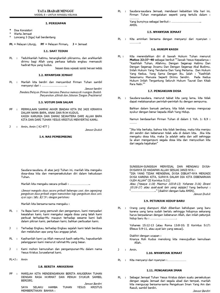 Liturgi Ibadah Minggu E Pdf