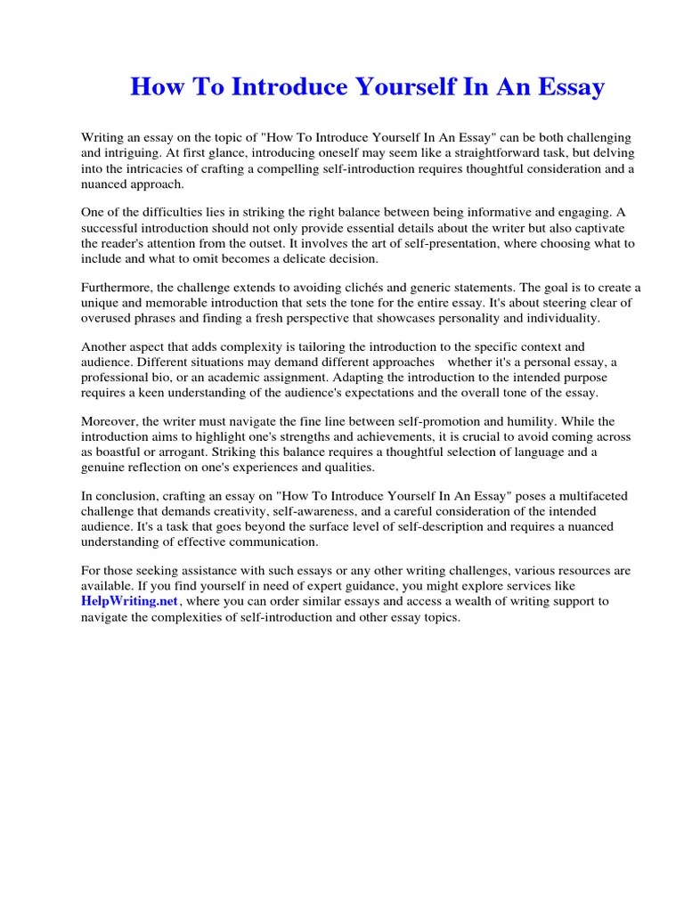 How To Introduce Yourself In An Essay | PDF | Economies | Macroeconomics