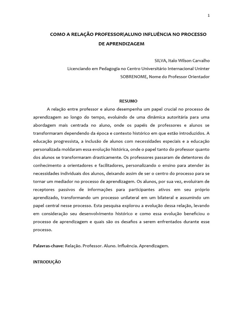 Tcc Pedagogia Pdf Aprendizado Pedagogia