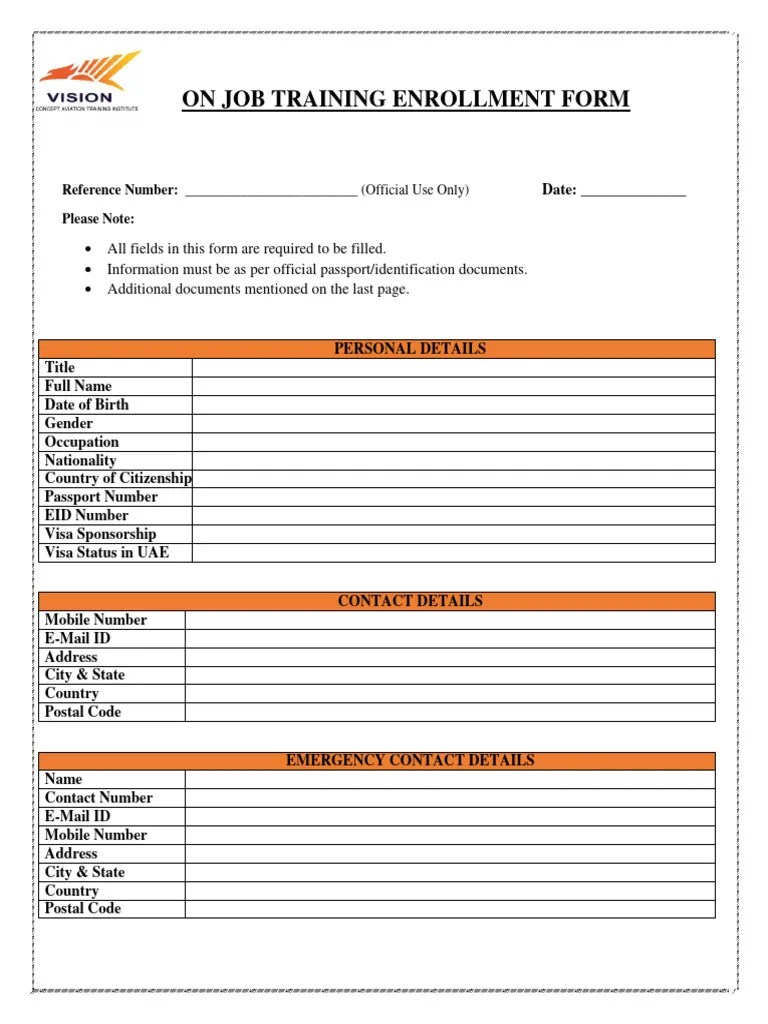 Ojt Form Pdf
