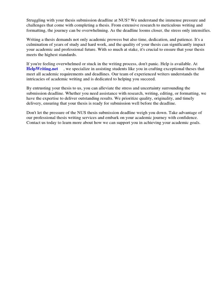 Nus Thesis Submission Support Guide Pdf