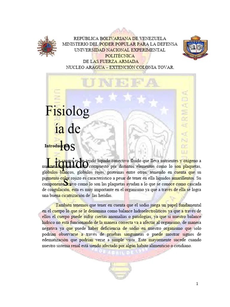 Fisiologia De Los Liquidos Completa Pdf Coagulación Sangre