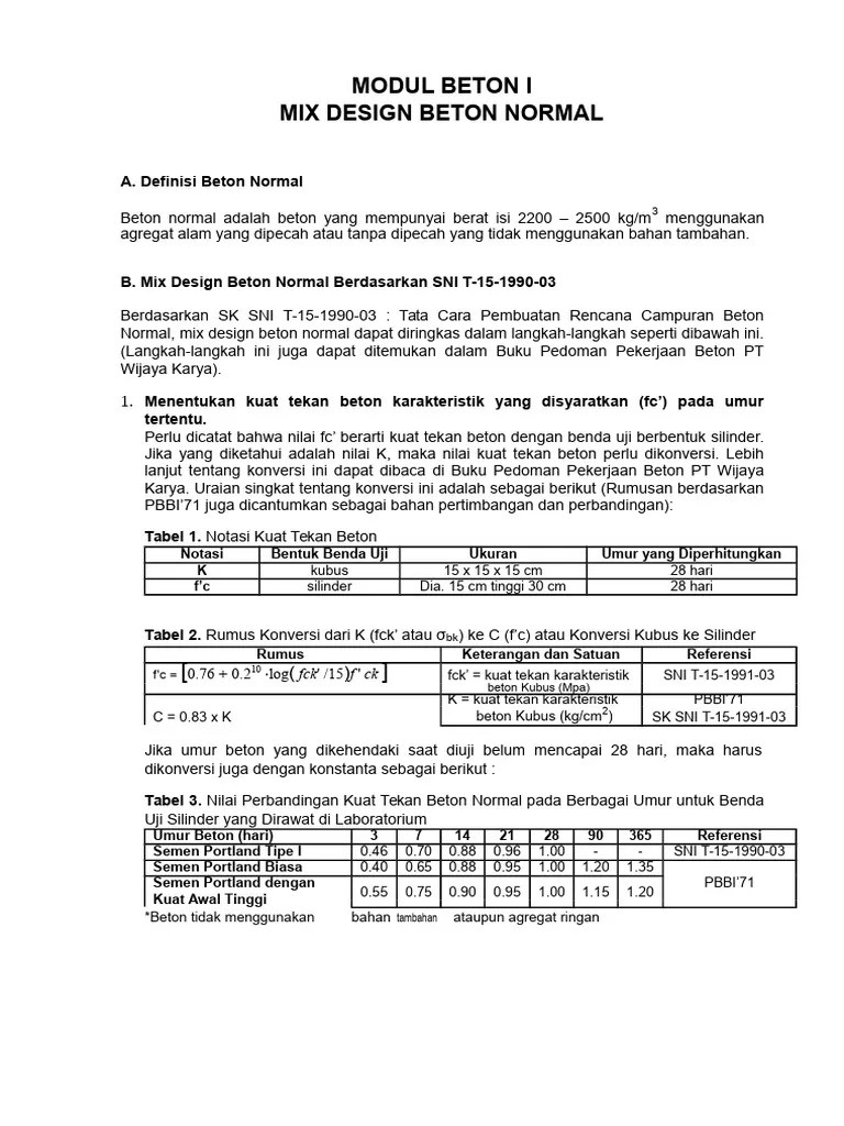 Rencana Campuran Beton Normal Sni Pdf