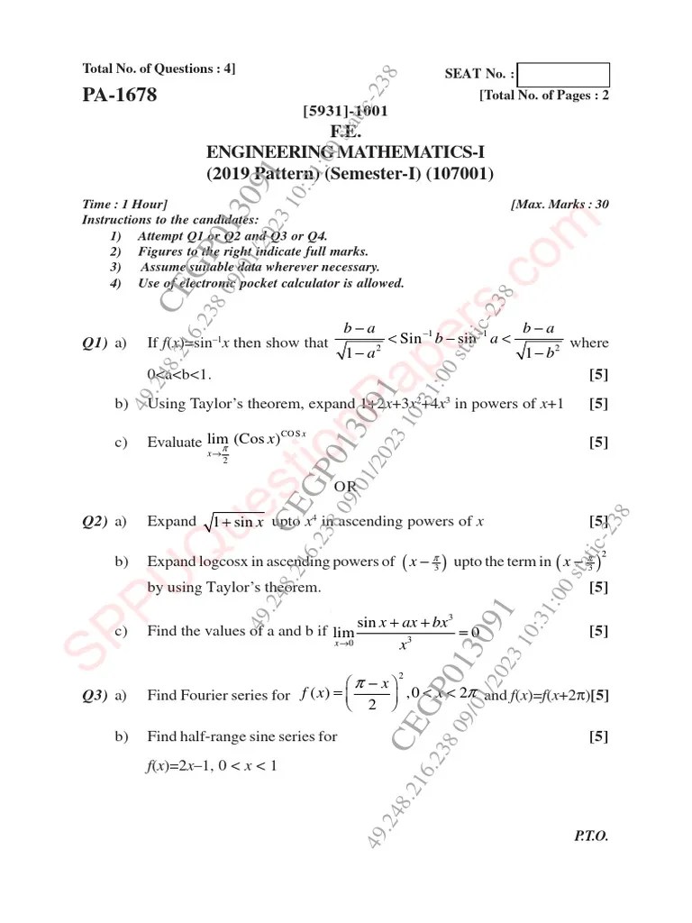 Be First Year Fe Engineering Semester 1 2022 October