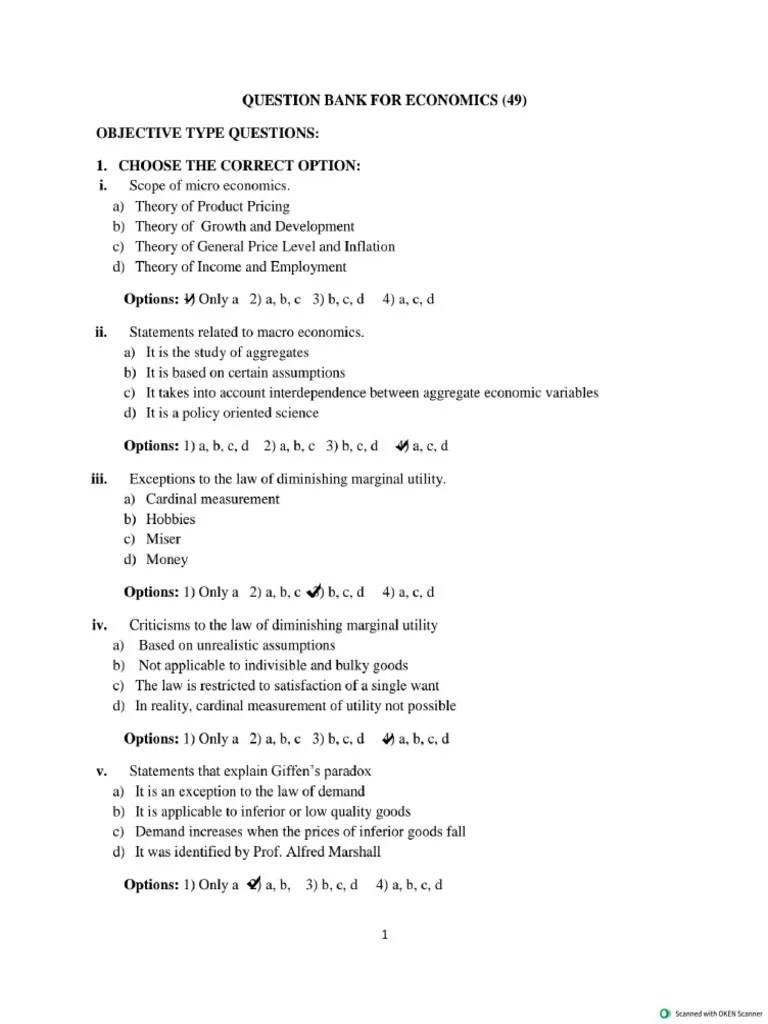 Economics Question Bank With Solution Pdf