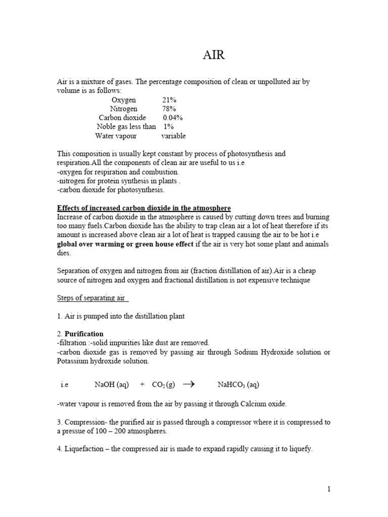 Air Notes Pdf Oxygen Nitrogen