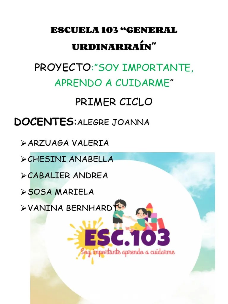 Proyecto Primer Ciclo Soy Importante Aprendo A Cuidarme Pdf