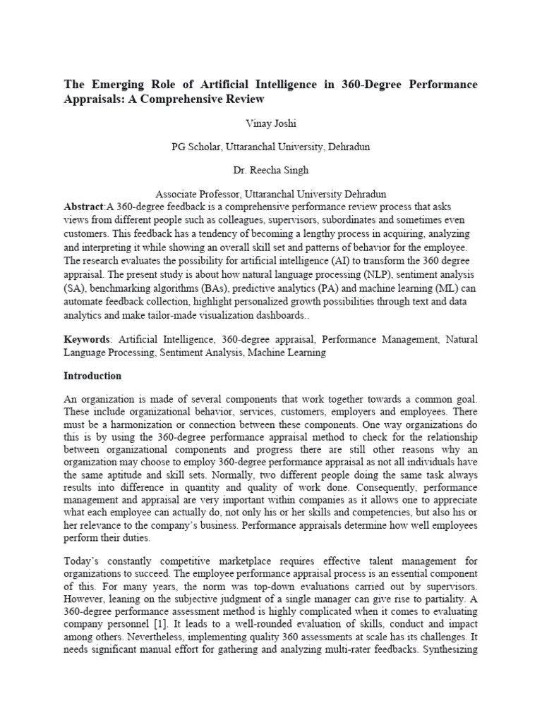 The Emerging Role Of Artificial Intelligence In 360 Pdf Artificial