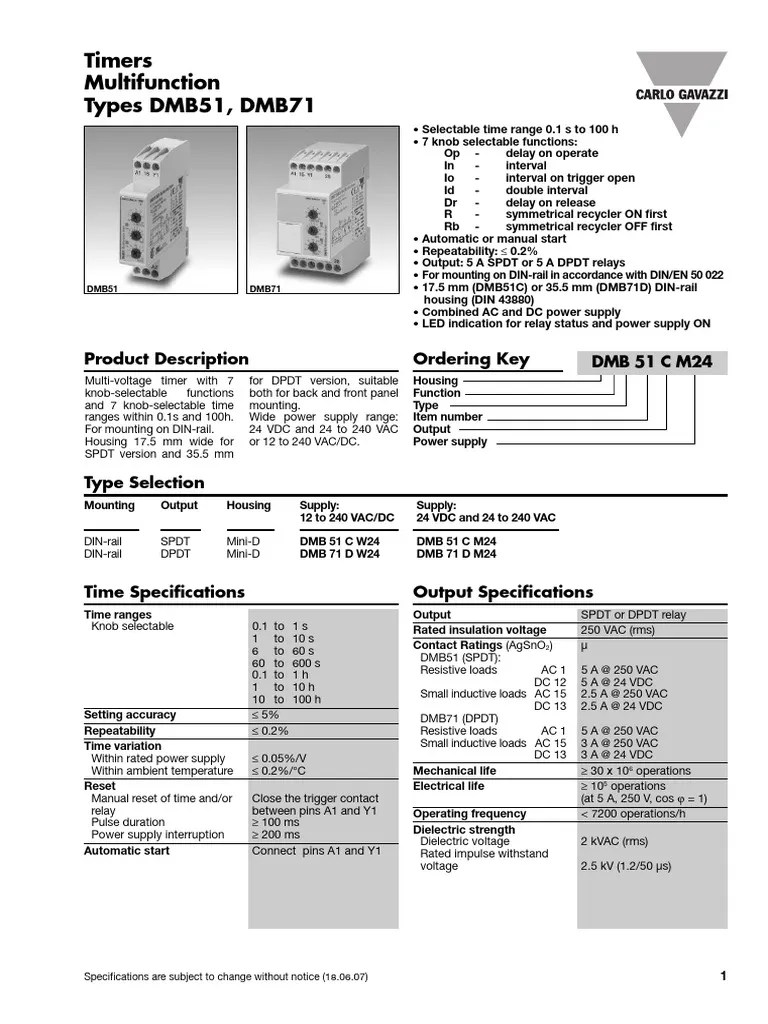 Multifunction Timer Relay Pdf Power Supply Alternating Current