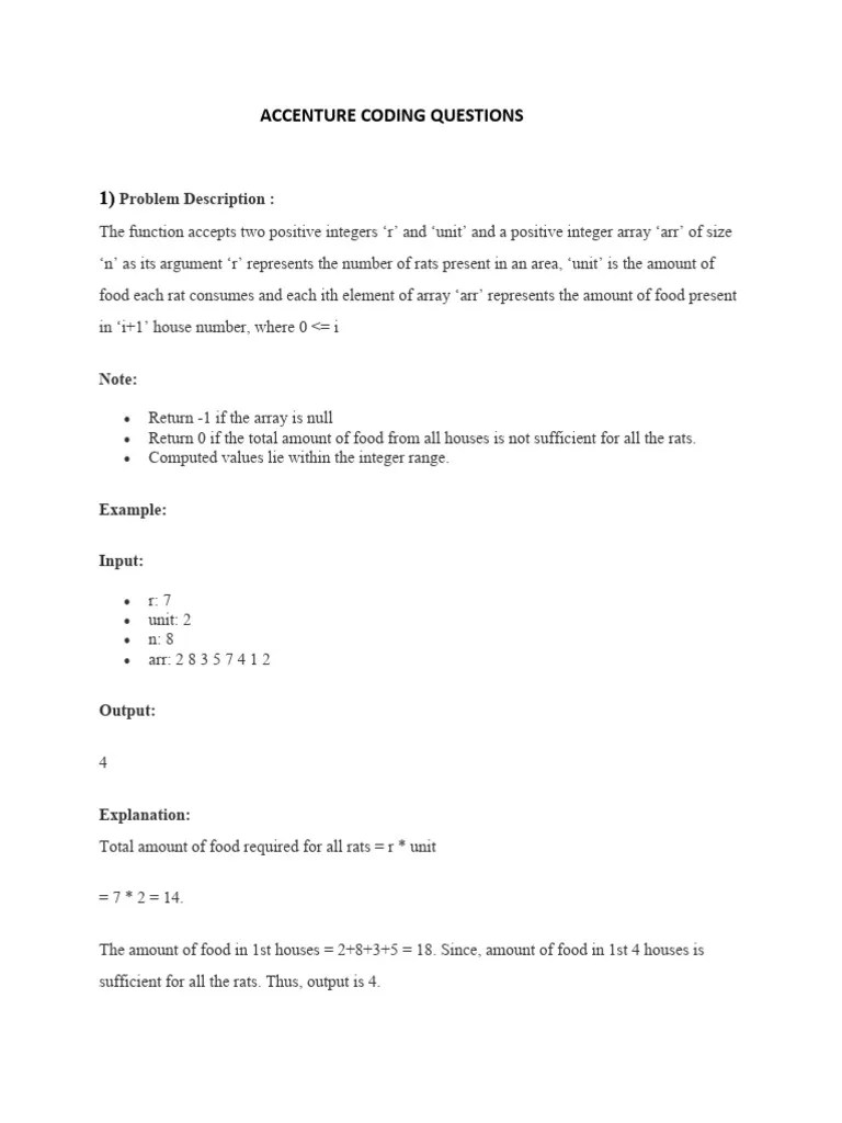 Accenture Coding Questions | PDF