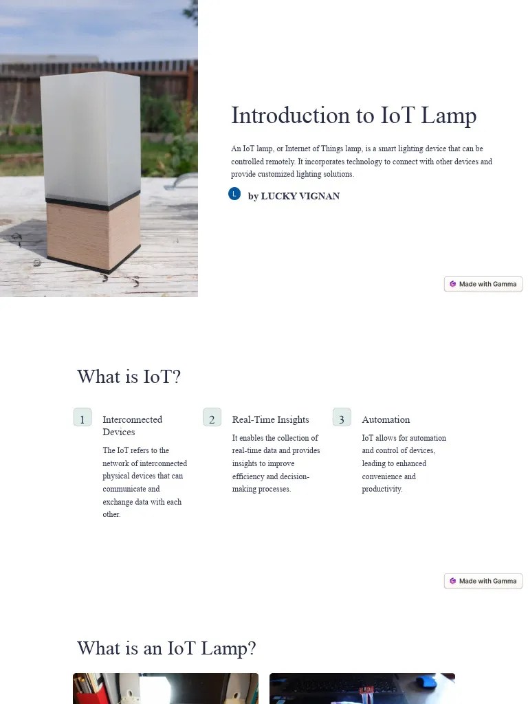 Introduction To Iot Lamp Pdf Internet Of Things Home Automation