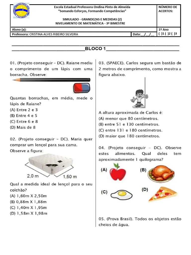 Simulado Grandezas E Medidas 2 Pdf