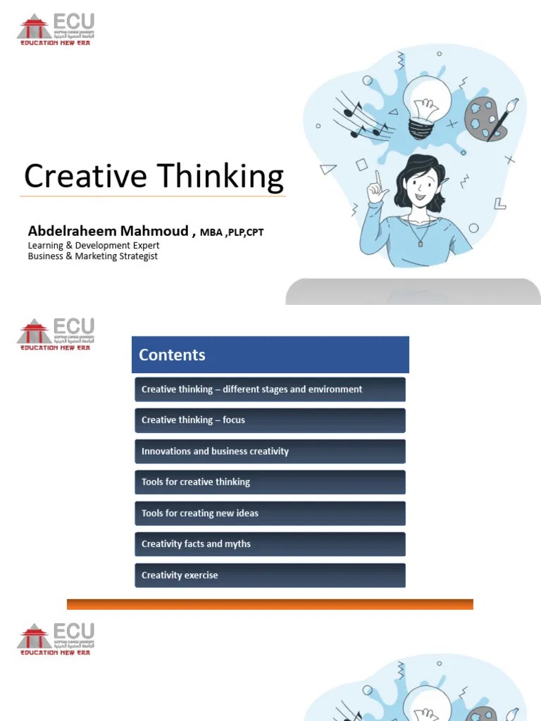1st Lecture Creative Thinking Ecu Pdf Creativity Expert