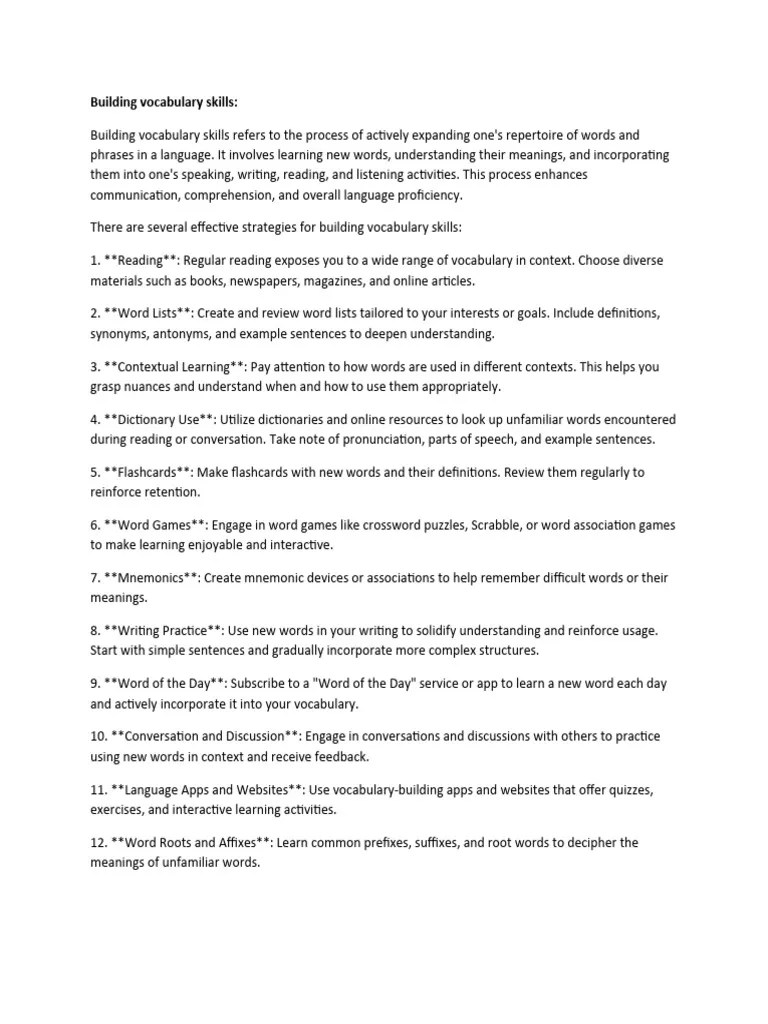 Building Vocabulary Skills Pdf