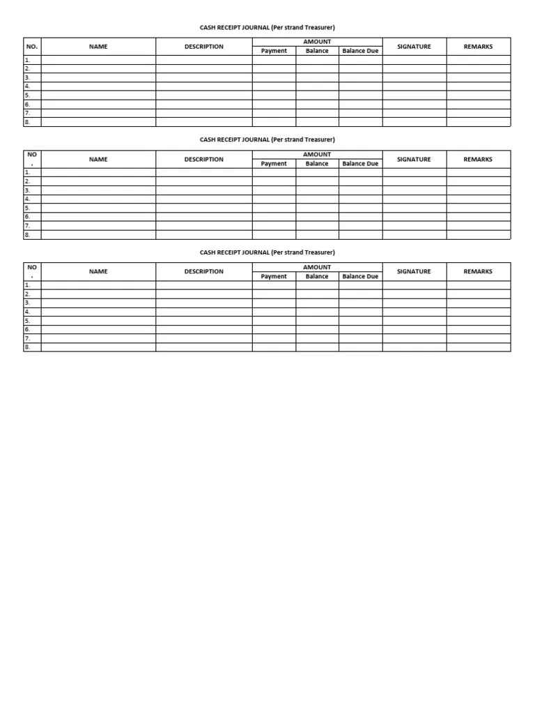 Cash Receipt Journal Pdf