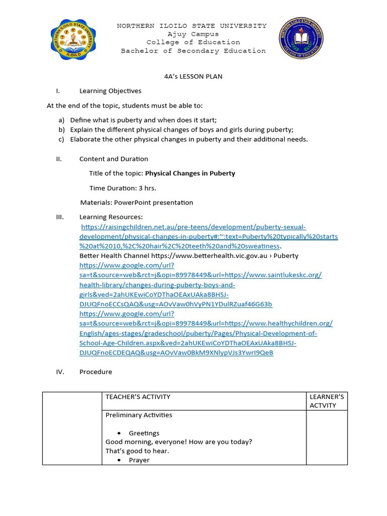 Puberty Lesson Plan Pdf Puberty Testicle