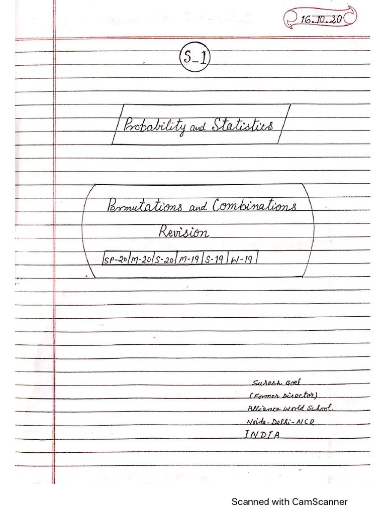 S1 Permutations And Combinations Revision Pdf