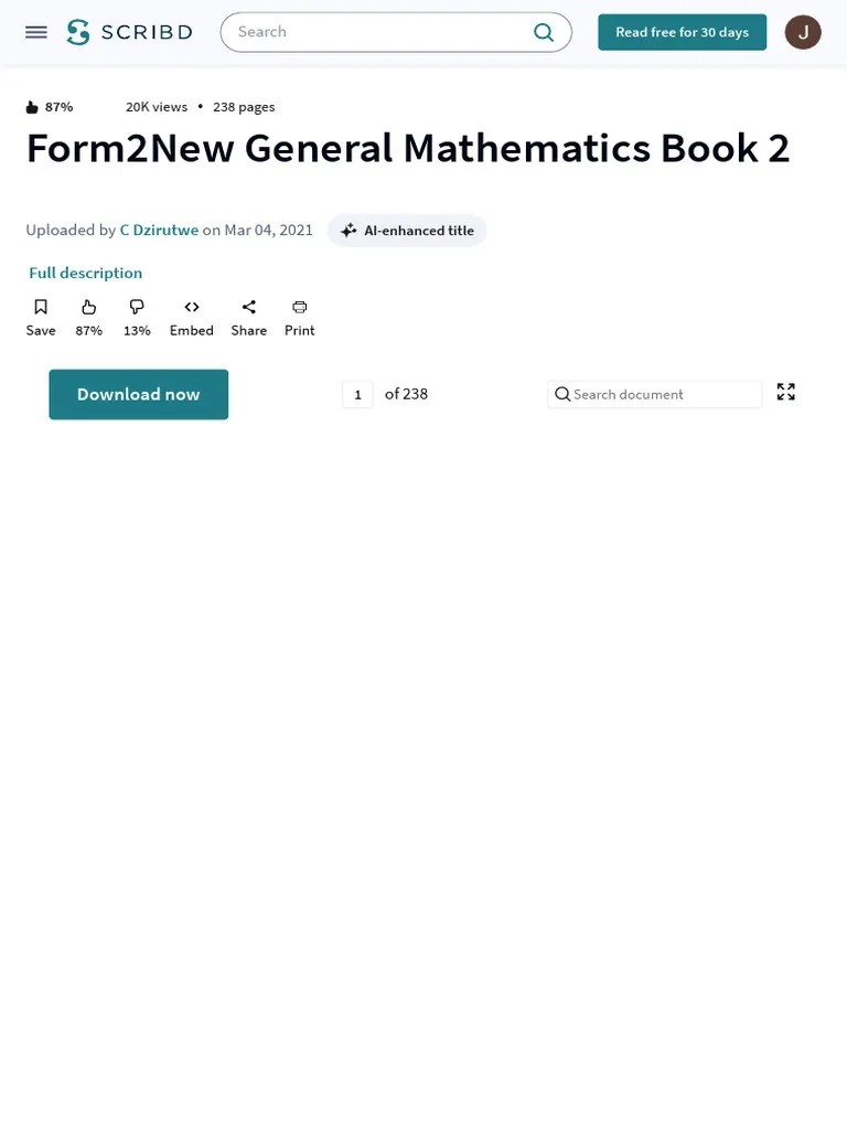 Form2new General Mathematics Book 2 Download Now Pdf Scribd