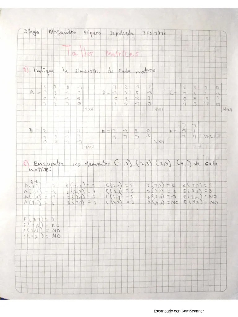 Taller Matrices | PDF