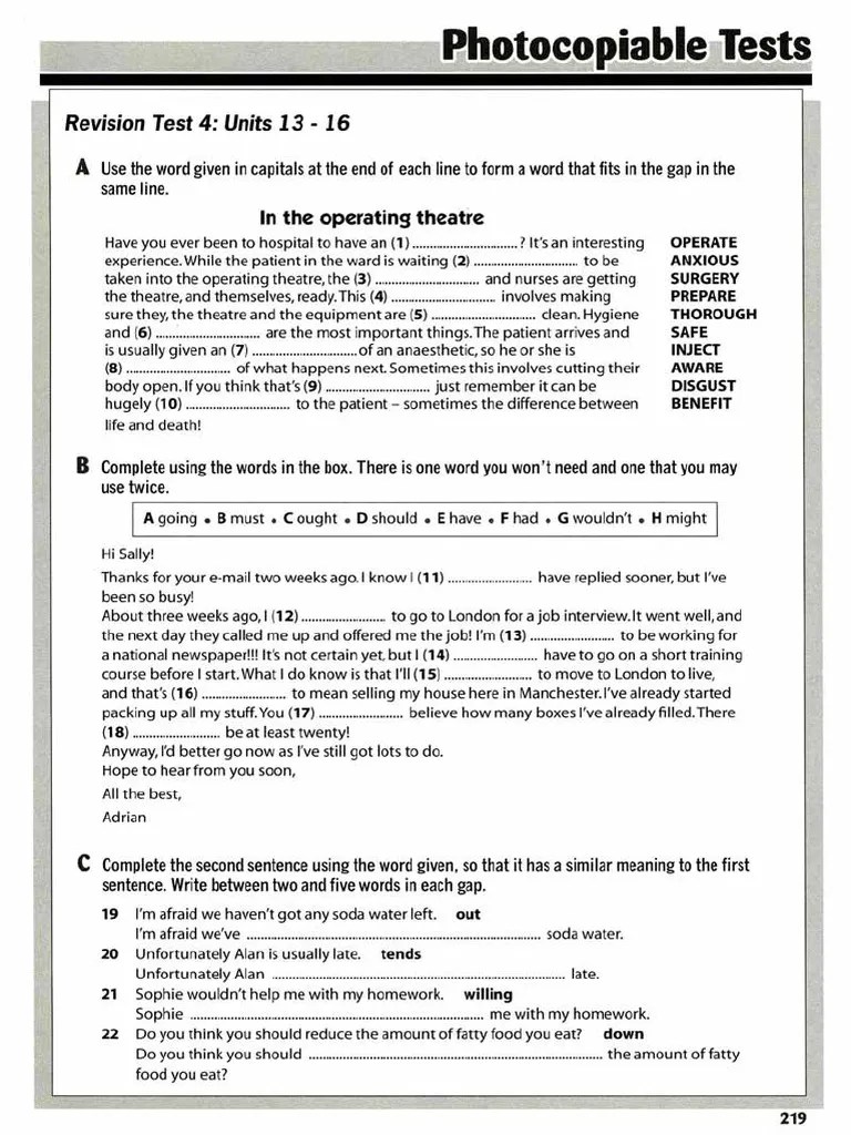 B2 Revision Test 4 Unit 13 16 Pdf
