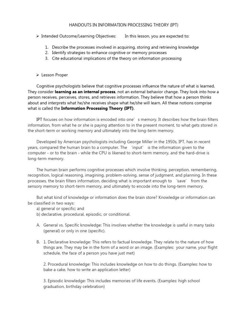Handouts Ipt Pdf Memory Perception