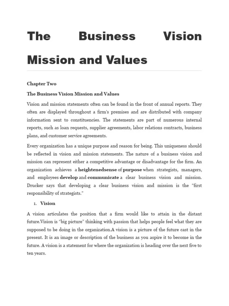 Vision And Mission Statement Essentials Pdf Goal Strategic Management