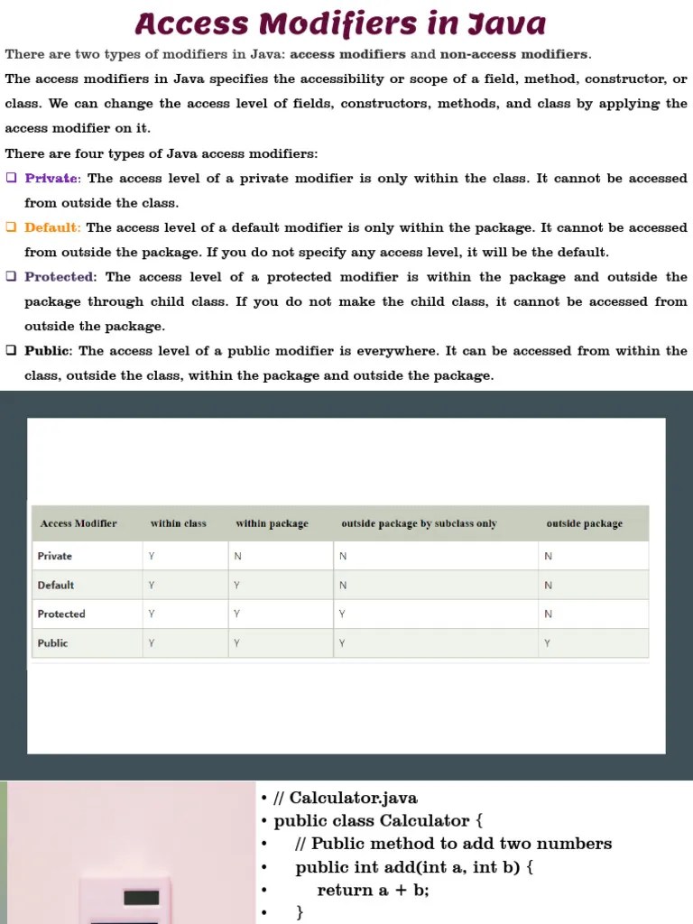 7 Access Specifiers And Methods In Java Pdf Method Computer