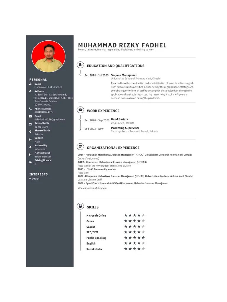 Cv Muhammad Rizky Fadhel 2023 Pdf