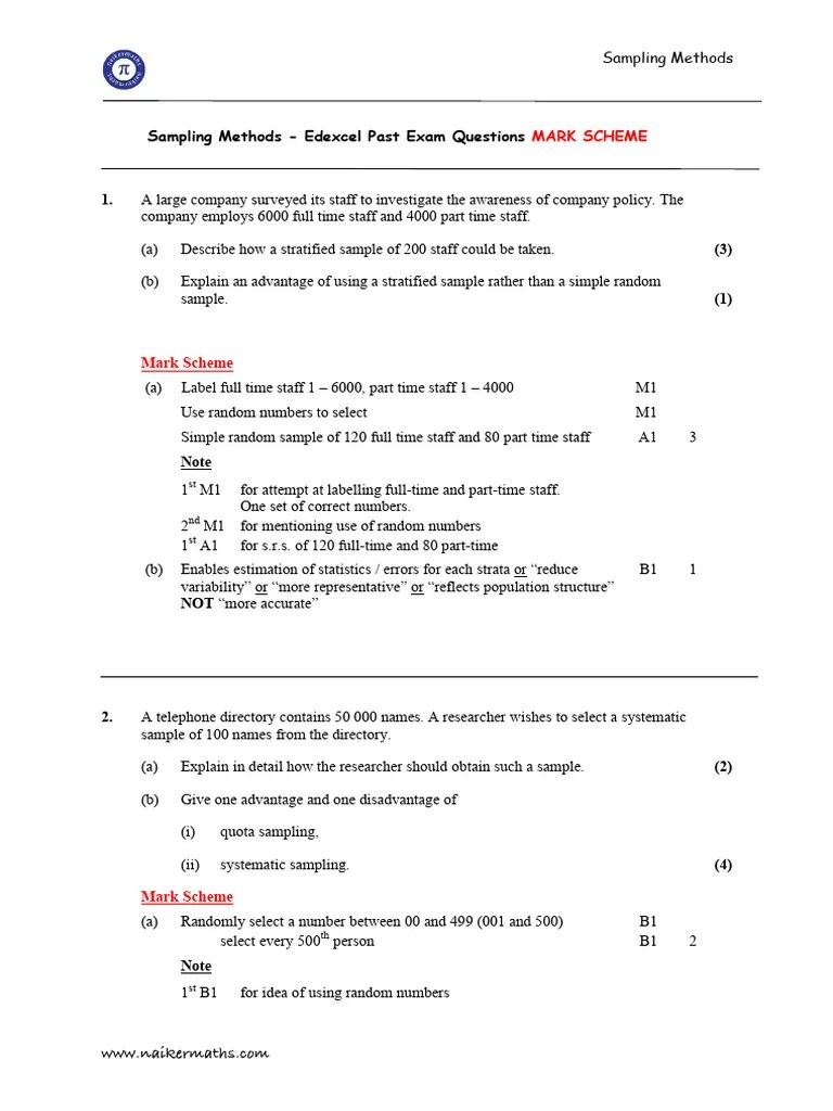 Exam Sampling Techniques Guide Pdf Sampling Statistics