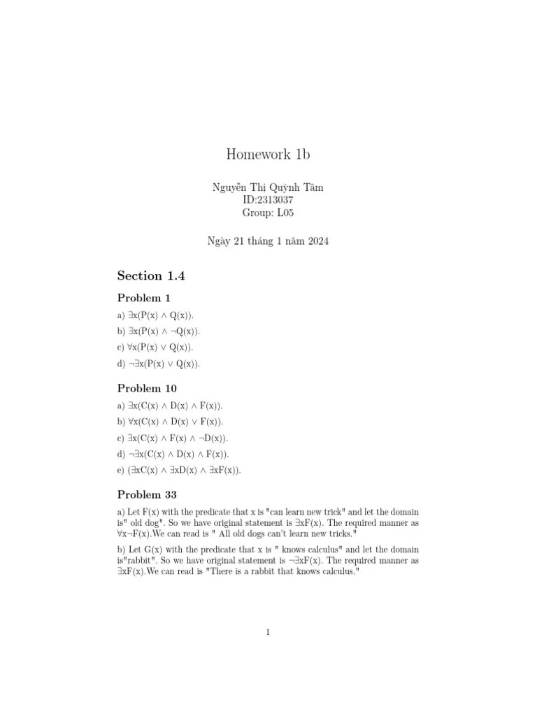 Logic Homework Problems And Solutions Pdf Logic Mathematical Logic