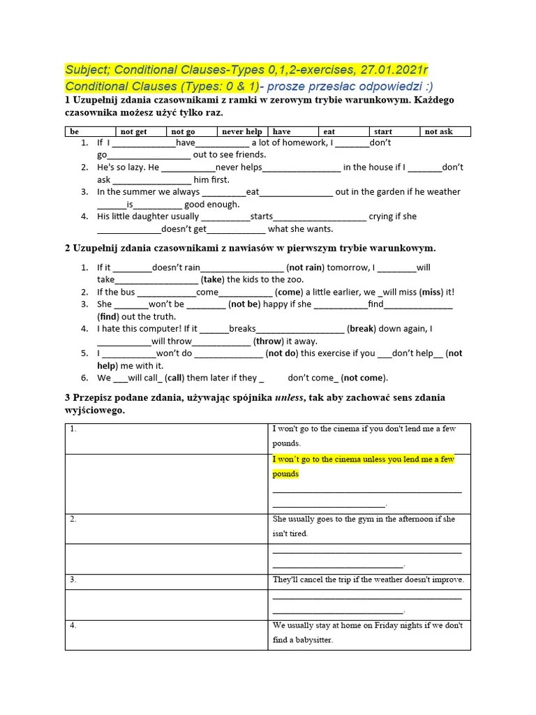 Conditionals 0 1 2 And Reading 27 01 2021r Pdf