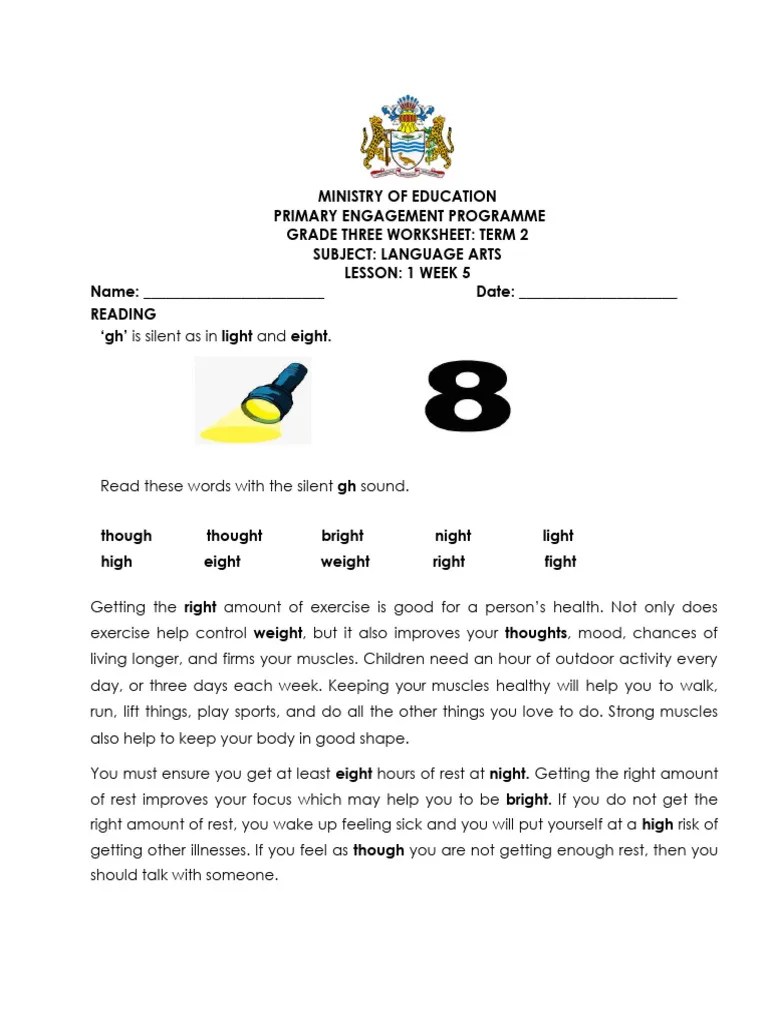 Grade 3 Language Arts Weeks 5 8 Worksheets Term 2 Pdf Subject