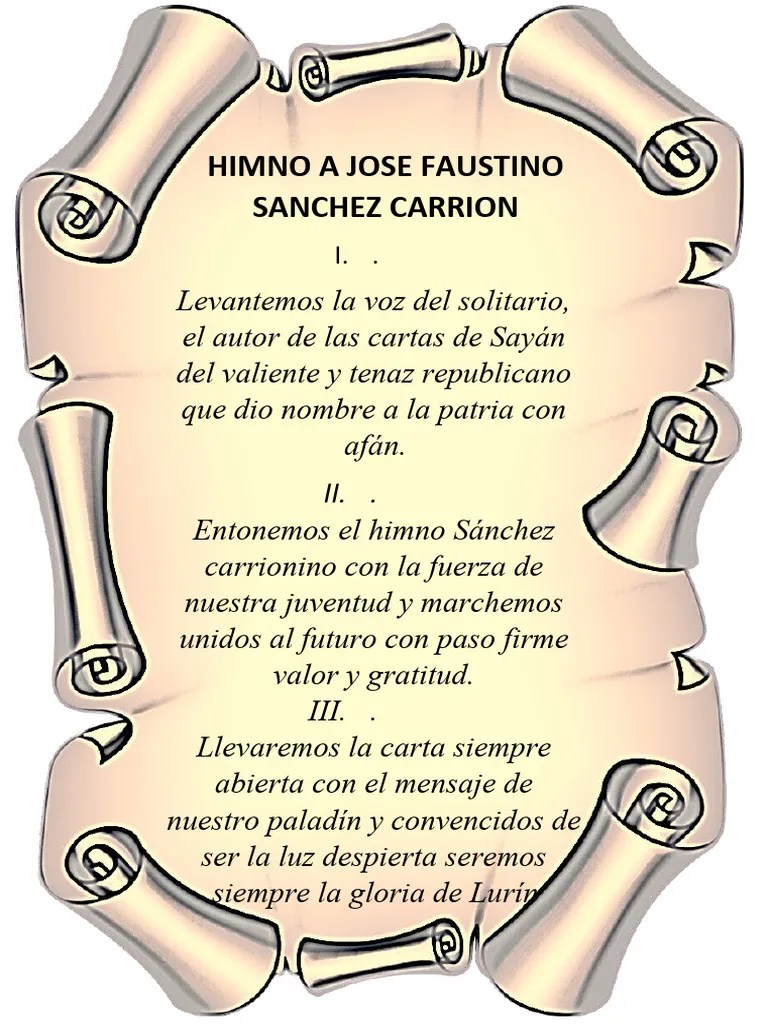 HIMNO A JOSE FAUSTINO SANCHEZ CARRION | PDF