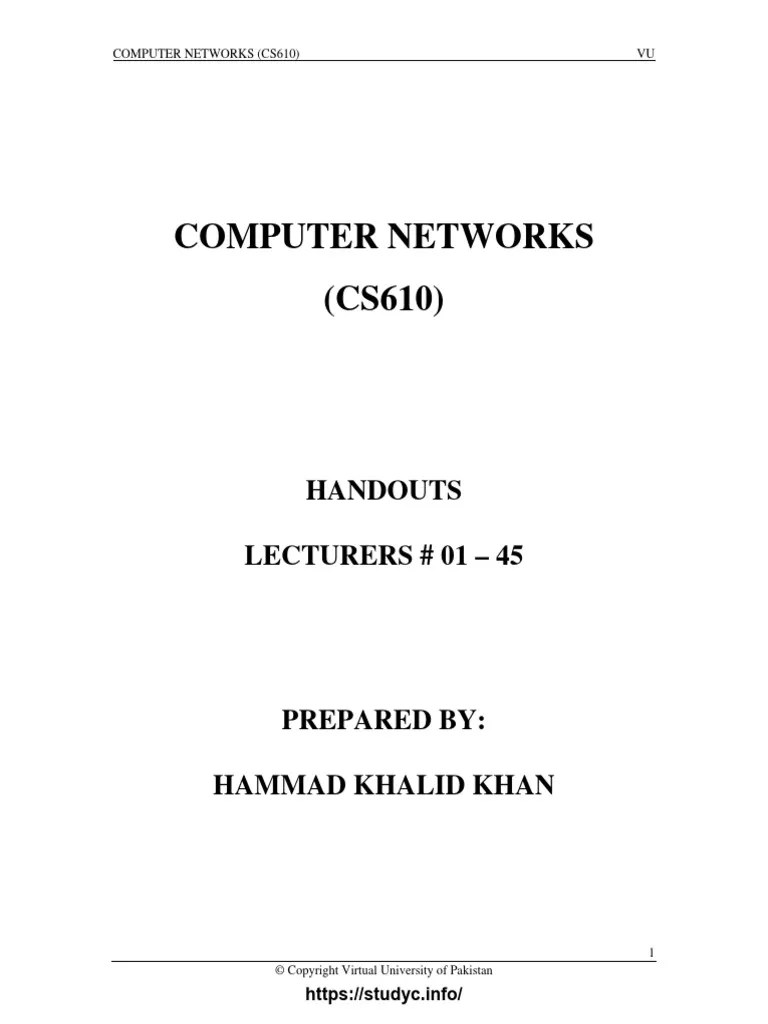 Cs610 Handouts Pdf Pdf Internet Protocols Ethernet