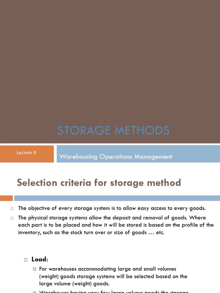Chapter 2 Storage Methods Pdf Warehouse Pallet