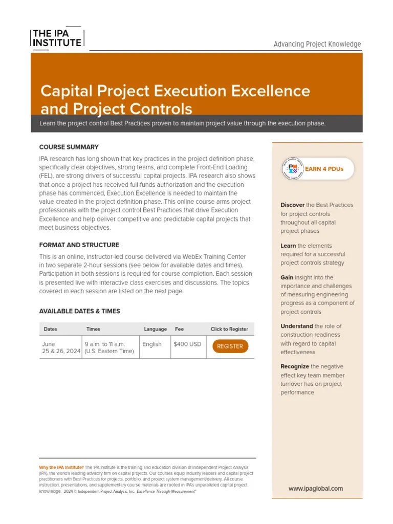 Execution Excellence Project Controls Online Pdf Project Management