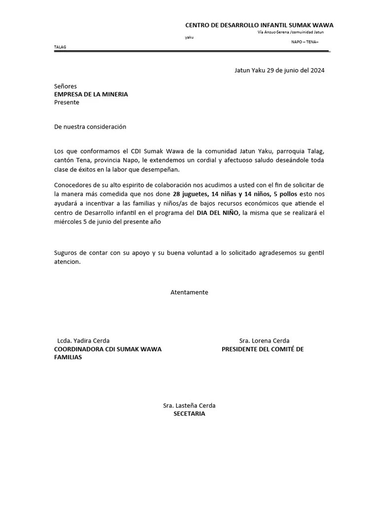 Oficio Dia Del Niño 2024 Pdf
