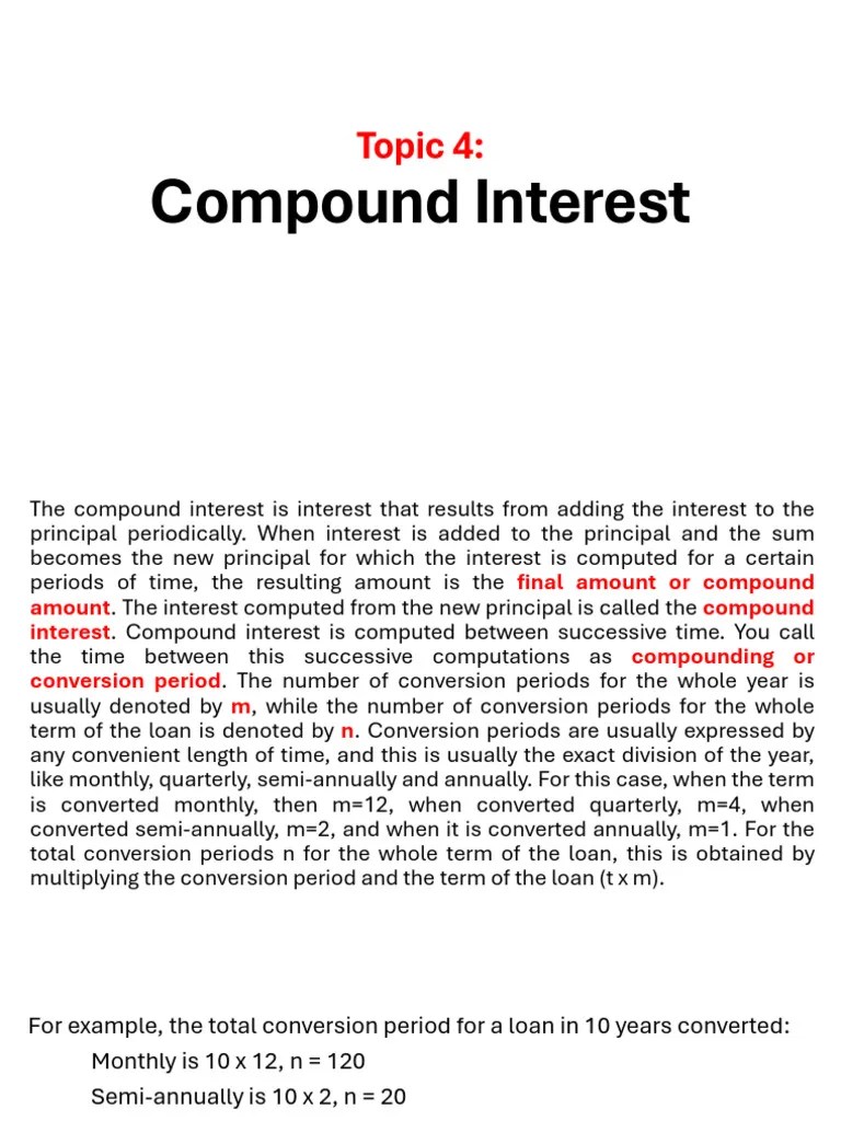 Topic 4 Compound Interest Pdf Interest Compound Interest