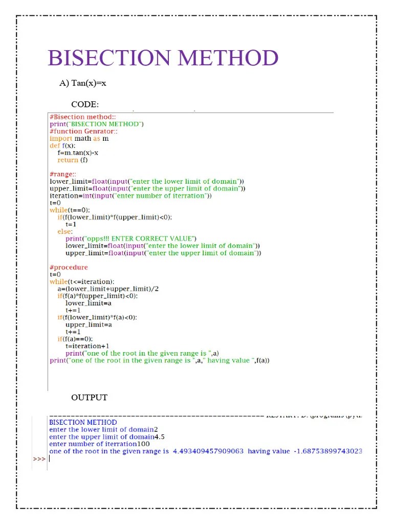 Bisection Method For Root Finding Pdf