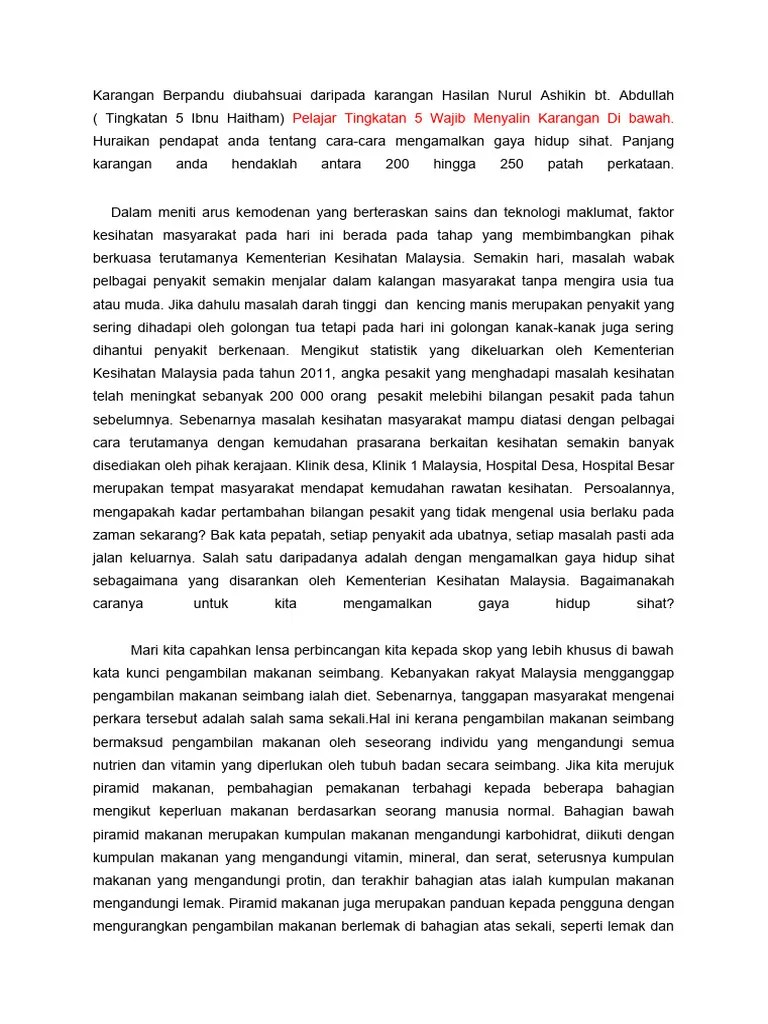 Contoh Karangan Spm Pdf