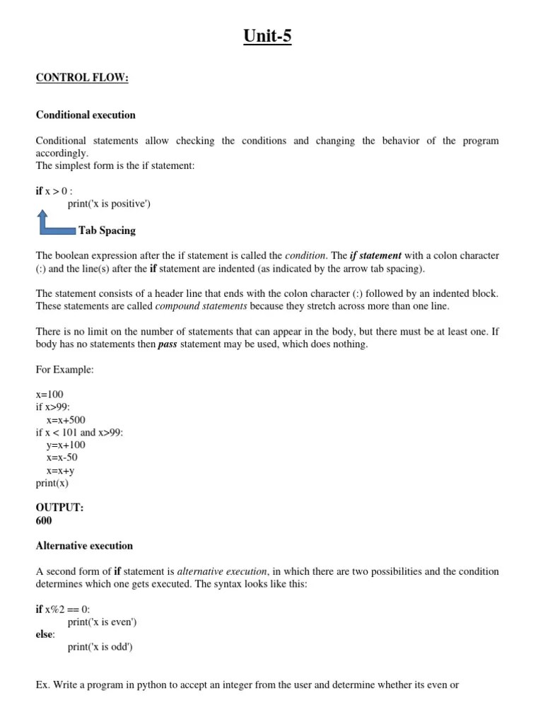 Unit 5 Control Flow Functions File Handling Pdf Parameter