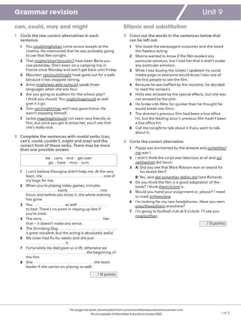 C1 Unit 9 Grammar Revision Macmillan Book Pdf